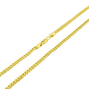 nuragold 14k yellow gold 2.1mm franco wheat spiga foxtail chain pendant necklace, mens womens jewelry 14" 16" 18" 20" 22" 24"