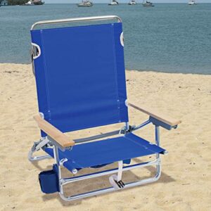 Rio Brands 5 Position Classic Lay Flat Beach Chair with Backpack Straps, Polyester, Blue, 8.5"