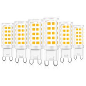 GOLSPARK G9 Led Bulbs, 4W Chandelier Light Bulbs (40W Halogen Equivalent),3000K Soft White, G9 Bi Pin Base,Non-dimmable,360 Degrees Beam Angle,400LM,Pack of 6