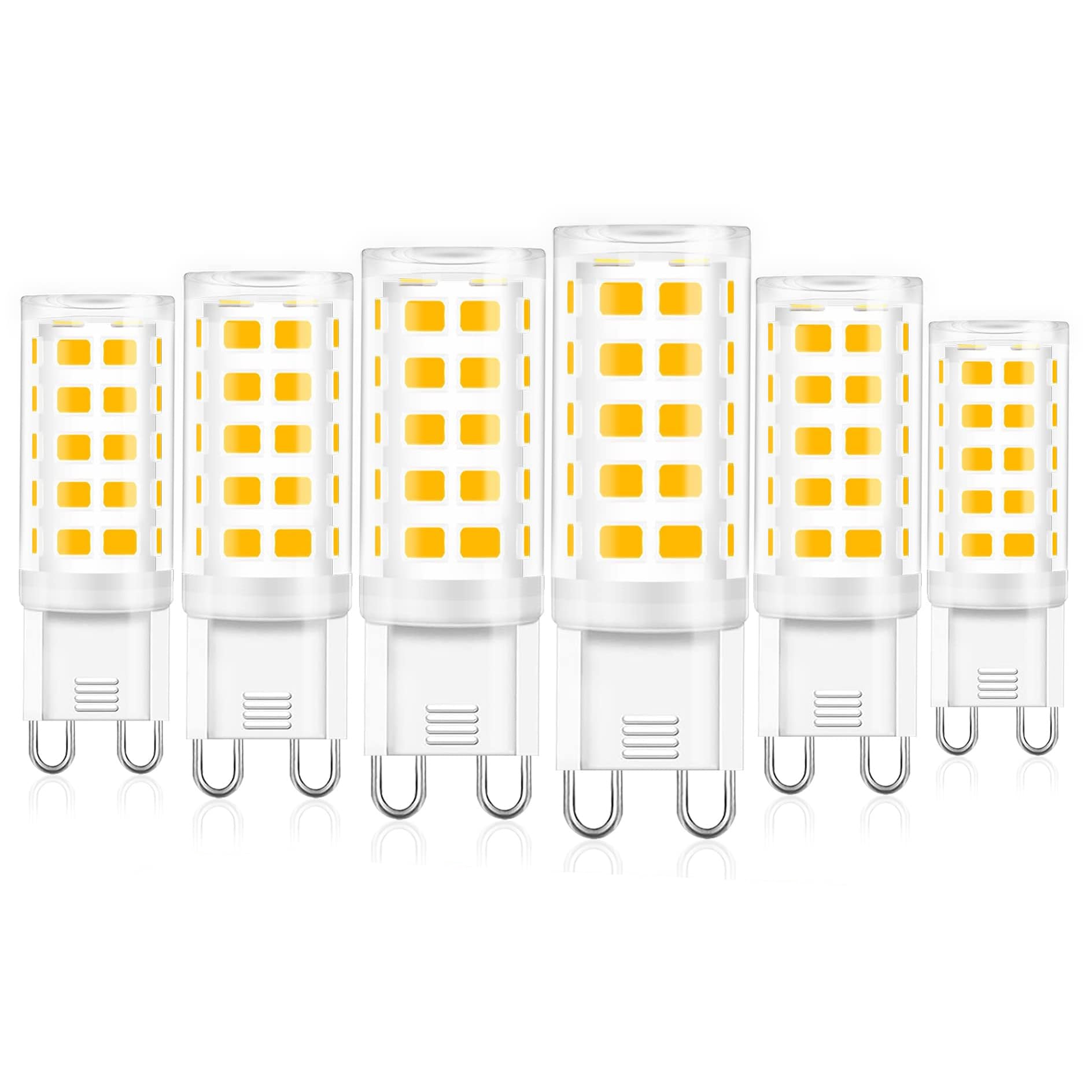 GOLSPARK G9 Led Bulbs, 4W Chandelier Light Bulbs (40W Halogen Equivalent),3000K Soft White, G9 Bi Pin Base,Non-dimmable,360 Degrees Beam Angle,400LM,Pack of 6