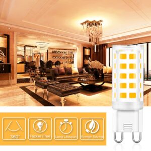 GOLSPARK G9 Led Bulbs, 4W Chandelier Light Bulbs (40W Halogen Equivalent),3000K Soft White, G9 Bi Pin Base,Non-dimmable,360 Degrees Beam Angle,400LM,Pack of 6