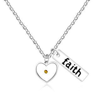 uloveido the amulet of faith mustard seed love heart pendant necklace,stainless steel charms necklace for women y559 (heart)