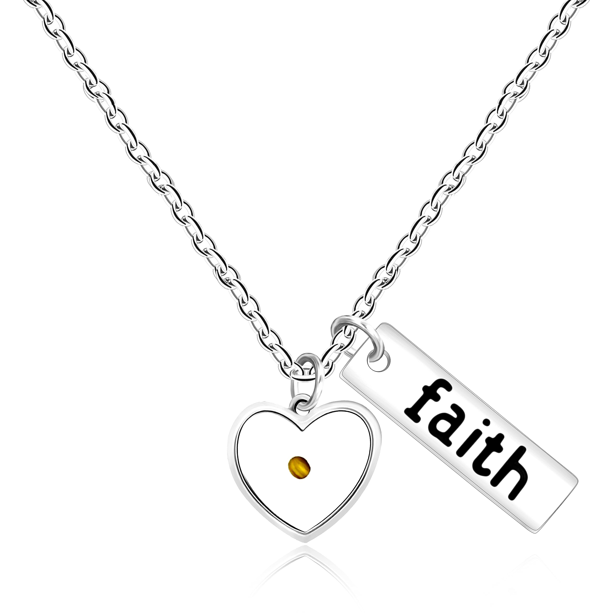 Uloveido The Amulet of Faith Mustard Seed Love Heart Pendant Necklace,Stainless Steel Charms Necklace for Women Y559 (Heart)