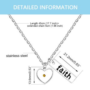 Uloveido The Amulet of Faith Mustard Seed Love Heart Pendant Necklace,Stainless Steel Charms Necklace for Women Y559 (Heart)