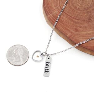 Uloveido The Amulet of Faith Mustard Seed Love Heart Pendant Necklace,Stainless Steel Charms Necklace for Women Y559 (Heart)