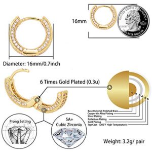 TOPGRILLZ 14K Gold Plated Iced Out Hypoallergenic Cubic Zirconia Huggie Cartilage Cuff Hoop Earrings for Women (Gold)