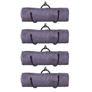 Metal Adjustable Wall Rack, Multi-Purpose Shelf for Foam Roller Racks Yoga Mat Storage Exercise Mat Organizer Bath Towels Holder for Your Fitness Class or Home Gym Bathroom, Up to 20Lbs - （4 Pack）