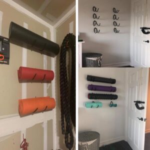 Metal Adjustable Wall Rack, Multi-Purpose Shelf for Foam Roller Racks Yoga Mat Storage Exercise Mat Organizer Bath Towels Holder for Your Fitness Class or Home Gym Bathroom, Up to 20Lbs - （4 Pack）