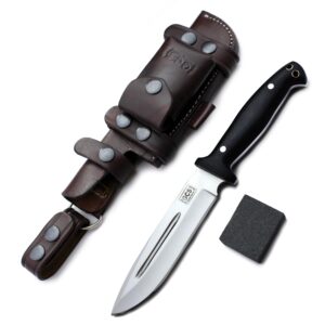 GCS Handmade G10 Handle D2 Tool Steel Tactical knife Hunting Knife Camp Knife with leather sheath Full tang blade designed for Hunting & EDC GCS 232