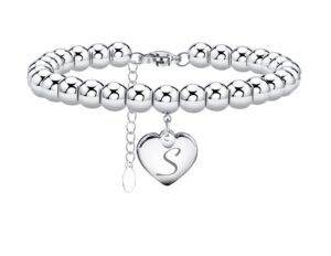 monily initial bracelet for women heart tag bead bracelet letter s bracelets birthday gifts for her