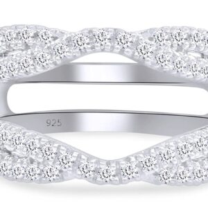 AFFY 1.00 Ct. Double Infinity Wedding Ring Guard Enhancer In 14k White Gold Plated 925 Sterling Silver with Cubic Zirconia Ring Size-7