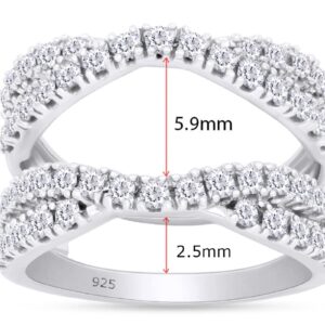 AFFY 1.00 Ct. Double Infinity Wedding Ring Guard Enhancer In 14k White Gold Plated 925 Sterling Silver with Cubic Zirconia Ring Size-7