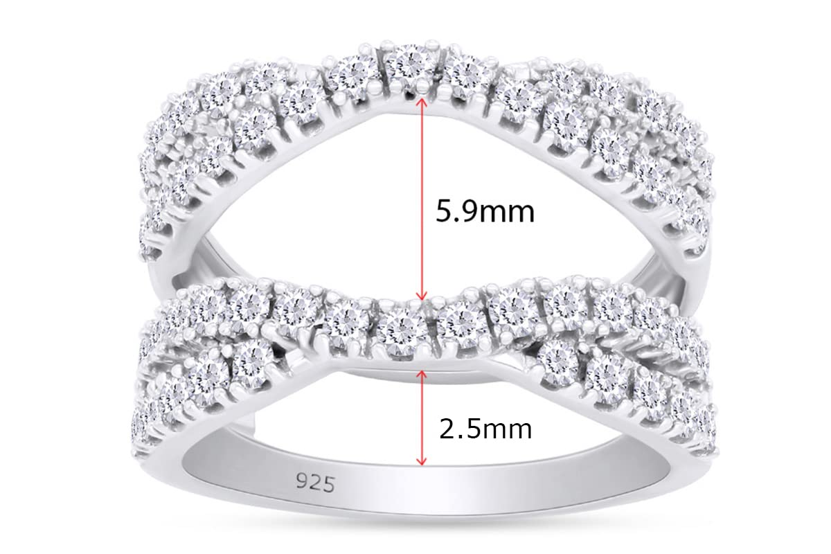 AFFY 1.00 Ct. Double Infinity Wedding Ring Guard Enhancer In 14k White Gold Plated 925 Sterling Silver with Cubic Zirconia Ring Size-7