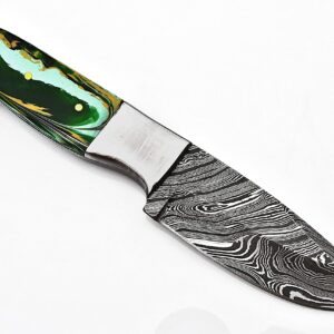 Smart & Sharp Custom Handmade Damascus Steel Hunting Knife/Skinning Knife AA-17227, 17228, 17229, 17230, 17231 and 17232 (Olive, Yellow and Sky Blue Resin)