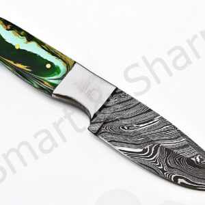 Smart & Sharp Custom Handmade Damascus Steel Hunting Knife/Skinning Knife AA-17227, 17228, 17229, 17230, 17231 and 17232 (Olive, Yellow and Sky Blue Resin)