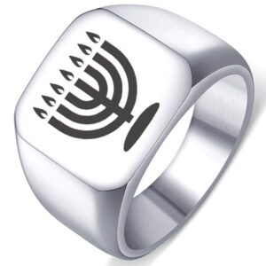 jerusalem menorah symbol womens stainless steel seven brances ring