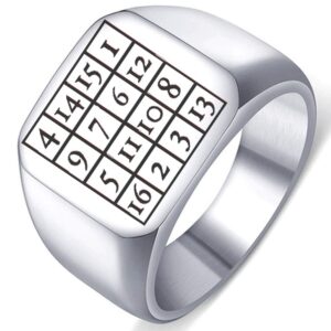 magic square kamea jupiter kamea sigil womens stainless steel amulet ring