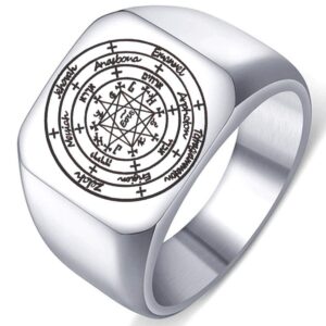 solomon the grand pentacle of rabbi seal sigil womens stainless steel ring