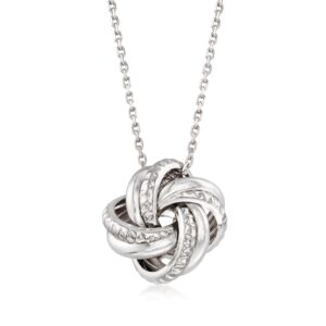 ross-simons italian sterling silver love knot pendant necklace. 18 inches