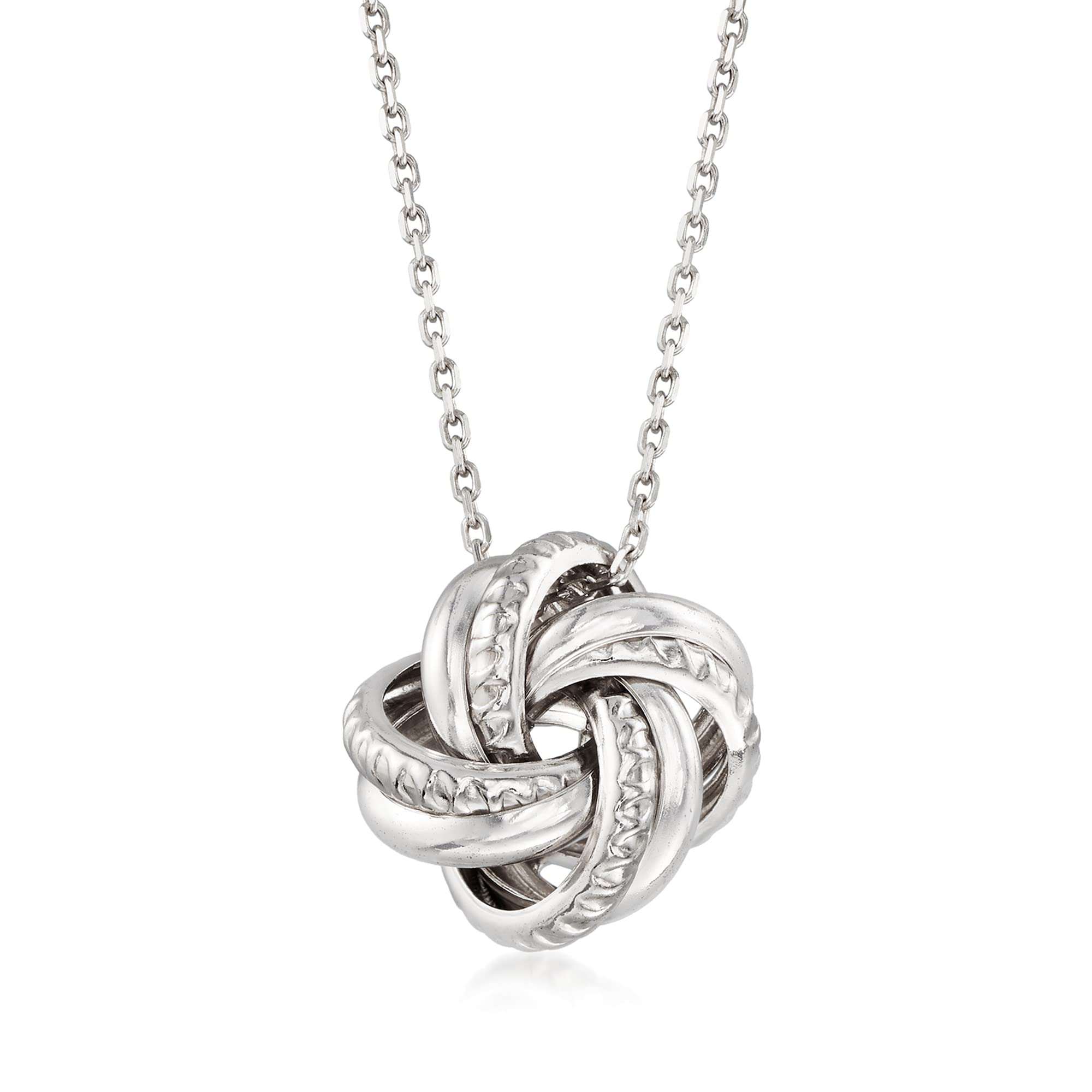 Ross-Simons Italian Sterling Silver Love Knot Pendant Necklace. 18 inches