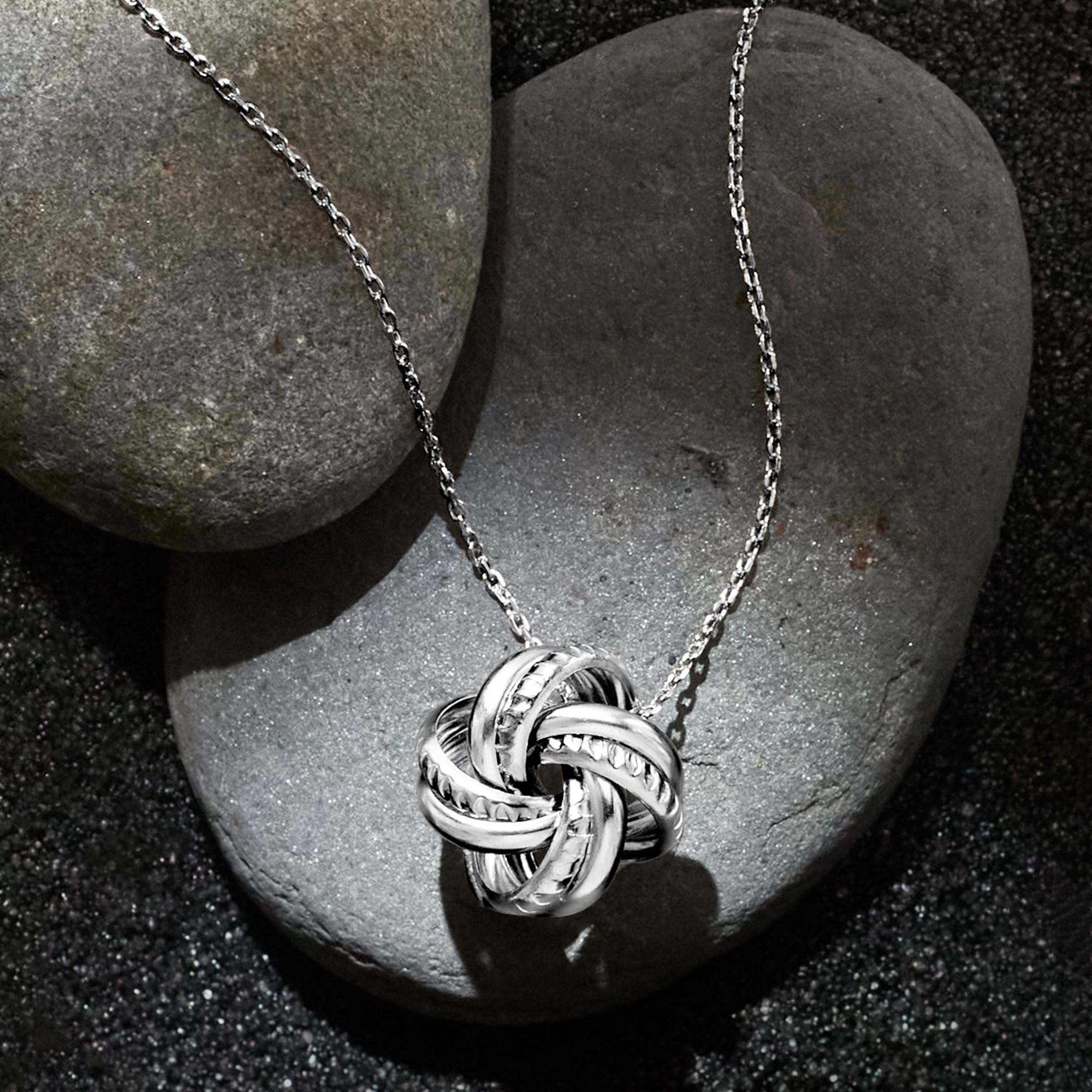 Ross-Simons Italian Sterling Silver Love Knot Pendant Necklace. 18 inches