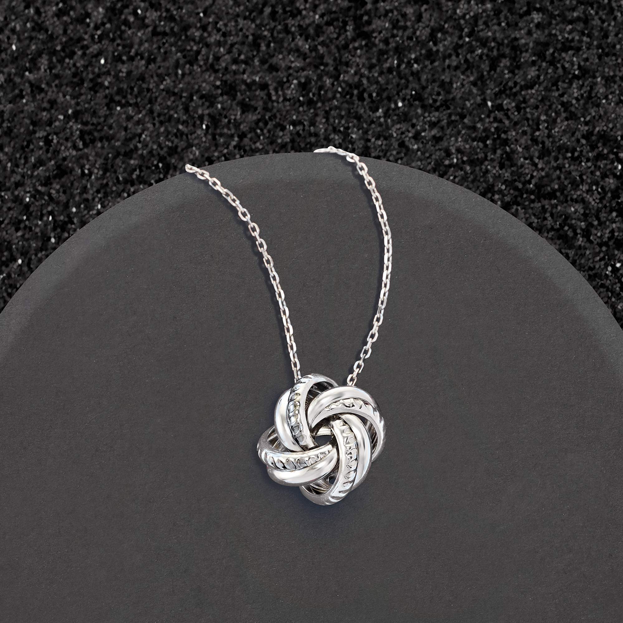 Ross-Simons Italian Sterling Silver Love Knot Pendant Necklace. 18 inches