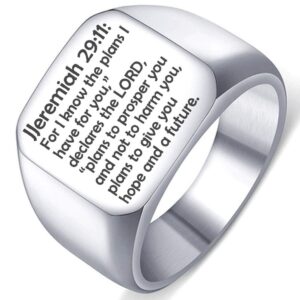 bible verse jeremiah 29:11 womens stainless steel religious christian wedding ring band