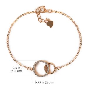 A+O Sister Bracelet Gift- Interlocking Circle Bracelet in Rose Gold Vermeil