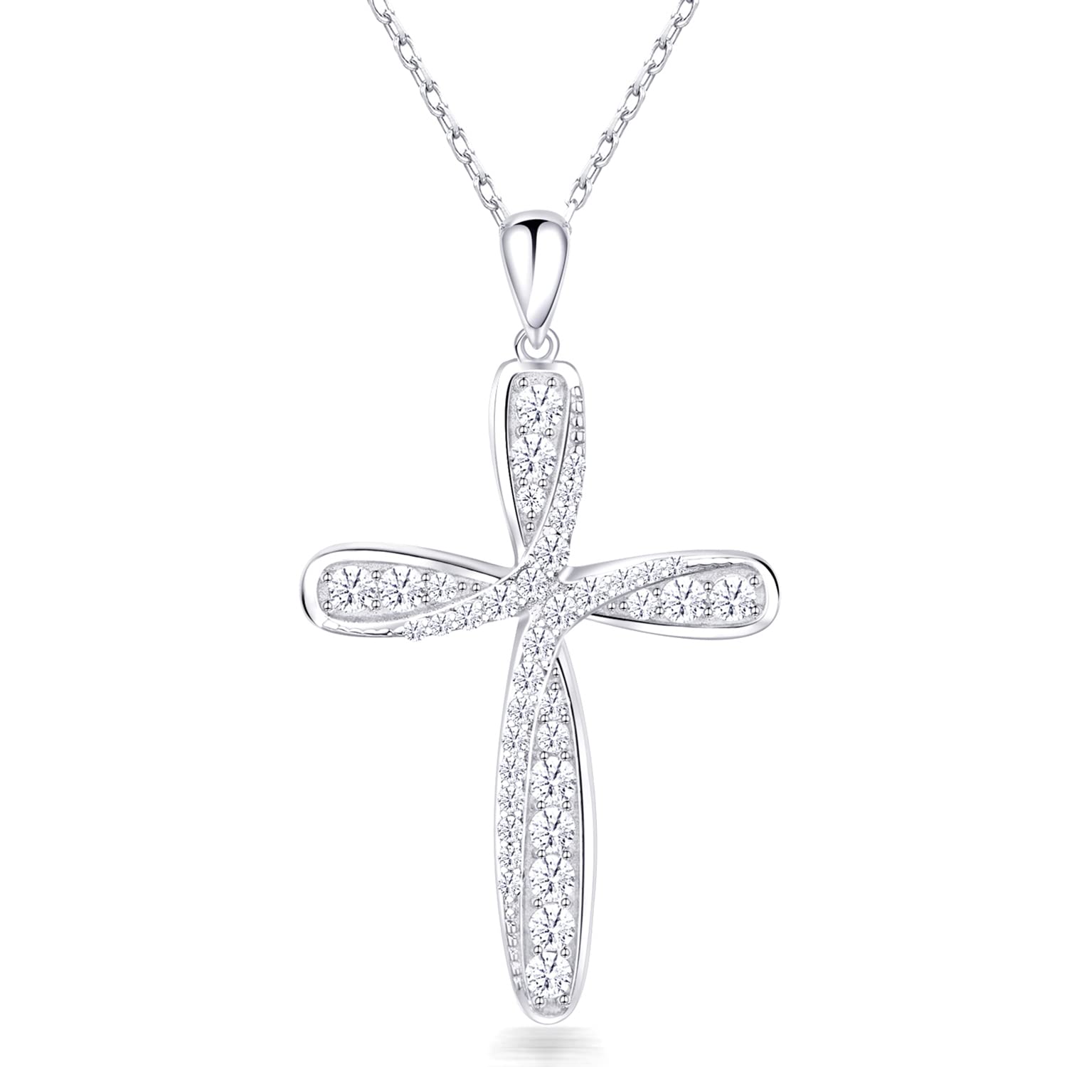 NINAMAID 925 Sterling Silver Cross Necklace for Women Mothers Day Gifts Silver Cross Necklaces Womens Jewelry Gifts for Women Mom Her