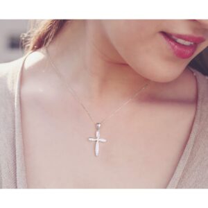 NINAMAID 925 Sterling Silver Cross Necklace for Women Mothers Day Gifts Silver Cross Necklaces Womens Jewelry Gifts for Women Mom Her