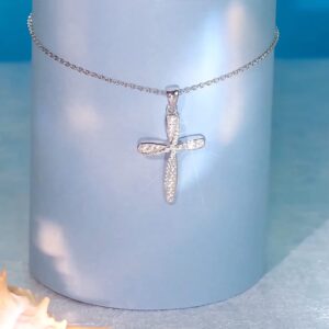 NINAMAID 925 Sterling Silver Cross Necklace for Women Mothers Day Gifts Silver Cross Necklaces Womens Jewelry Gifts for Women Mom Her