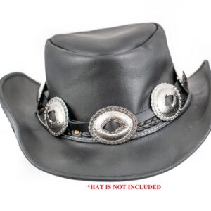 Funk Plus Hat Band Oval Concho Genuine Leather USA Made For Tophat Slash Hat Cowboy Steampunk Cosplay