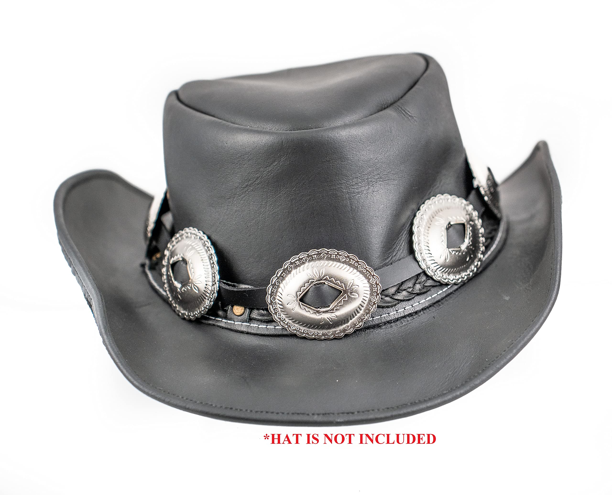 Funk Plus Hat Band Oval Concho Genuine Leather USA Made For Tophat Slash Hat Cowboy Steampunk Cosplay