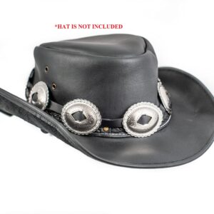 Funk Plus Hat Band Oval Concho Genuine Leather USA Made For Tophat Slash Hat Cowboy Steampunk Cosplay