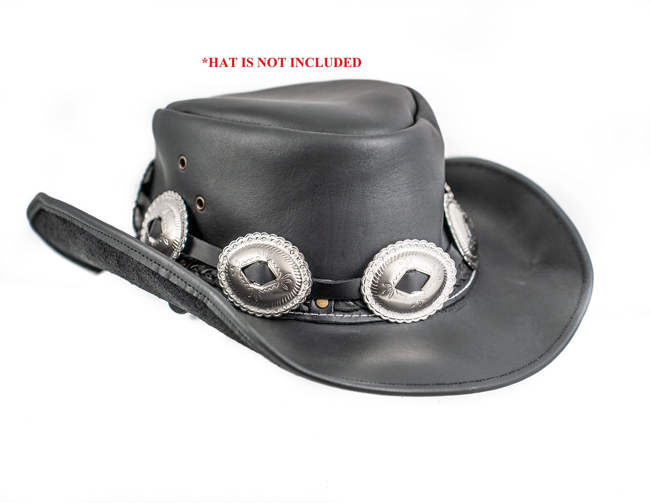 Funk Plus Hat Band Oval Concho Genuine Leather USA Made For Tophat Slash Hat Cowboy Steampunk Cosplay