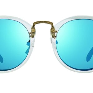 Revo Sunglasses Quinn: Women's Polarized Crystal Glass Lens with Round Frame, Crystal Frame with Revo H2O Blue Lens