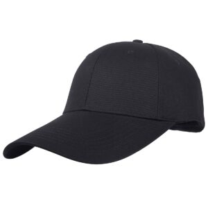 sportmusies ajustable extra long bill baseball cap men women 100% cotton visor hat black