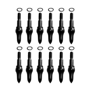 archery arrow field points tips - practice target & hunting arrows heads for recurve, compound bow & crossbow bolts, screw-in 100 grain (12 pack)