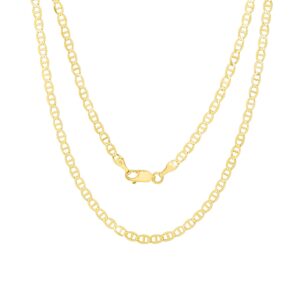 nuragold 10k yellow gold solid 3mm anchor mariner link chain pendant necklace, womens mens jewelry 16" 18" 20" 22" 24" 26" 28" 30"