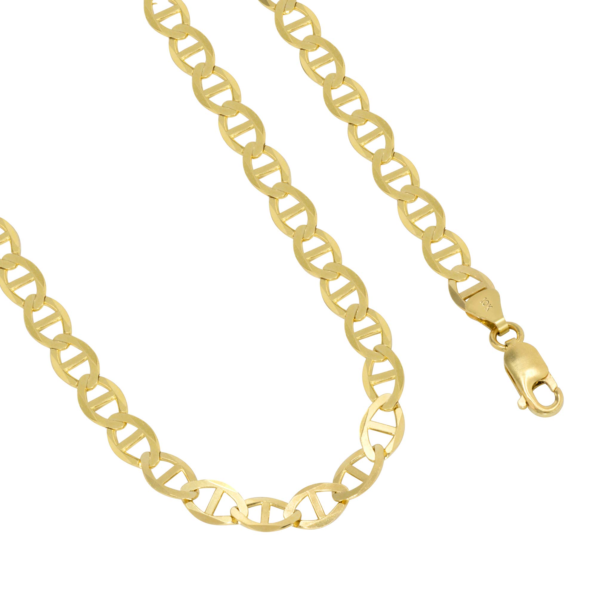 Nuragold 10k Yellow Gold Solid 6mm Anchor Mariner Link Chain Womens Bracelet, Mens Womens Jewelry 7" 7.5" 8" 8.5" 9"