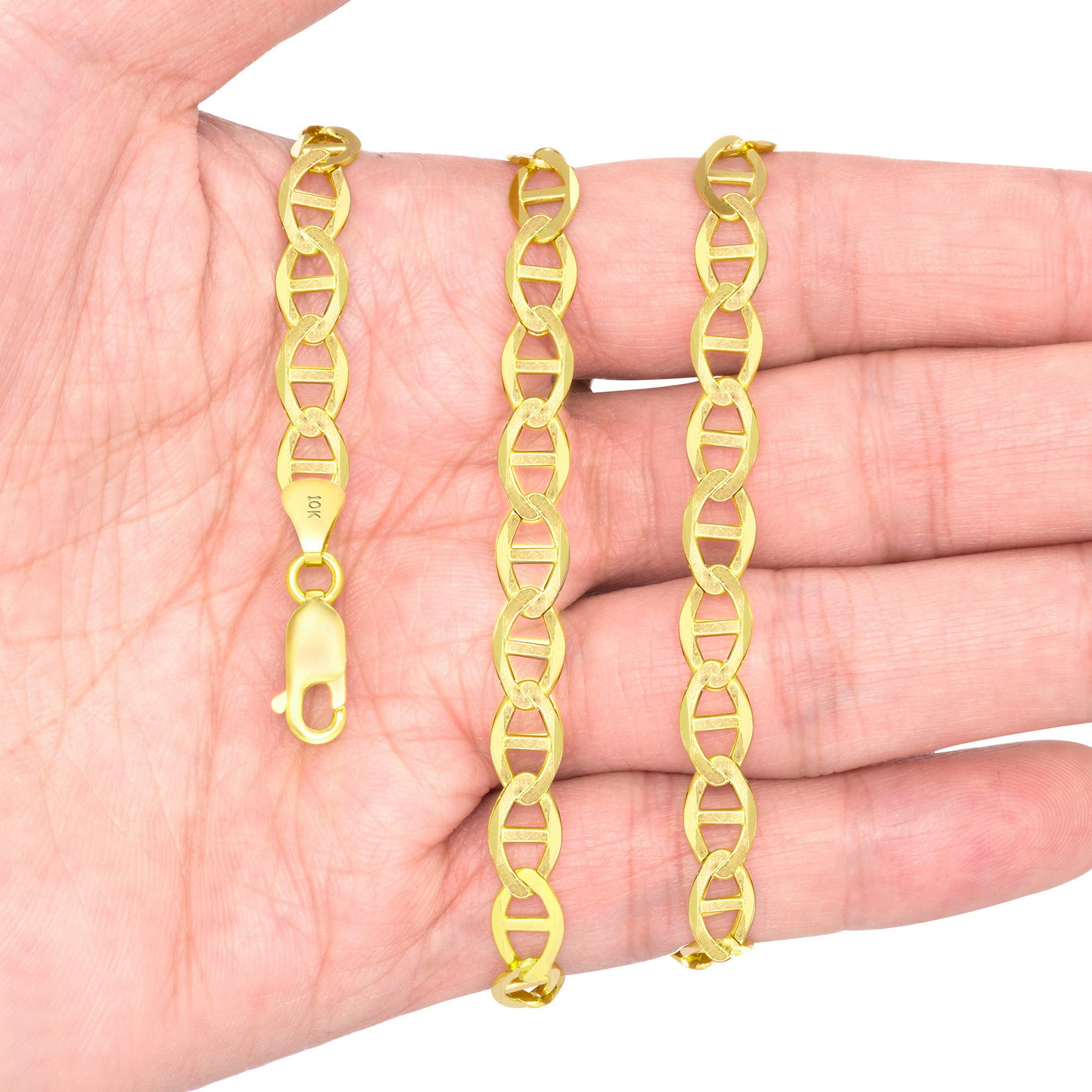 Nuragold 10k Yellow Gold Solid 6mm Anchor Mariner Link Chain Womens Bracelet, Mens Womens Jewelry 7" 7.5" 8" 8.5" 9"