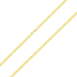 Nuragold 10k Yellow Gold 3mm Solid Herringbone Silky Flat High Polish Chain Necklace, Womens Lobster Clasp 16" 18" 20" 22" 24"