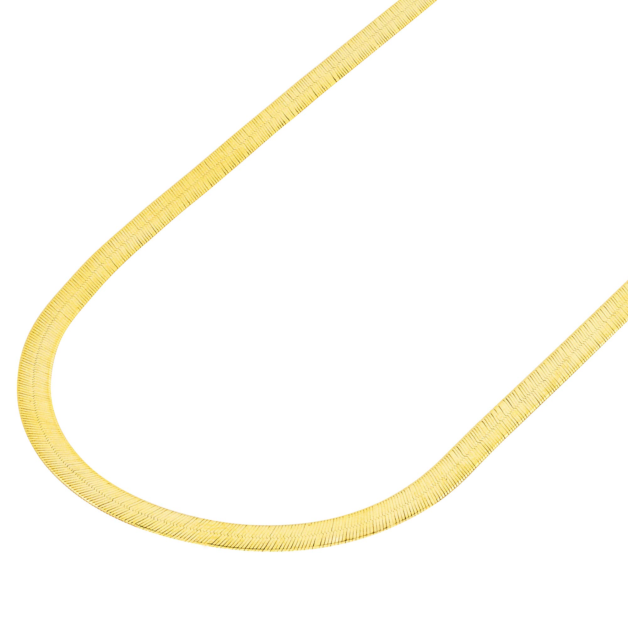 Nuragold 10k Yellow Gold 4mm Solid Herringbone Silky Flat High Polish Chain Necklace, Womens Lobster Clasp 16" 18" 20" 22" 24"