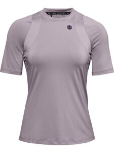 under armour rush short sleeve workout t-shirt, slate purple (585)/iridescent, x-large