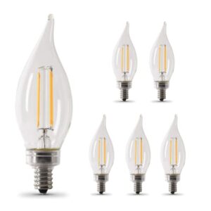 feit electric 40-watt equivalent ca10 led light bulb, dimmable enhance glass candelabra filament, 300 lumens, 13 yrs. lifetime, 2700k soft white, 6-pack - cfc40/927ca/fil/6