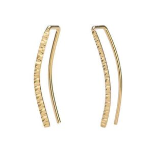 gold ear climber - dainty hammered ear crawler simple minimalist 14k gold filled ear climbers