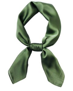 persmileful women's fashion soft large satin square chiffon polyester scarf set head neck multiuse solid colors available (dark green)