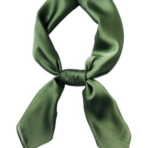 Persmileful Women's Fashion Soft Large Satin Square Chiffon Polyester Scarf Set Head Neck Multiuse Solid Colors Available (Dark green)