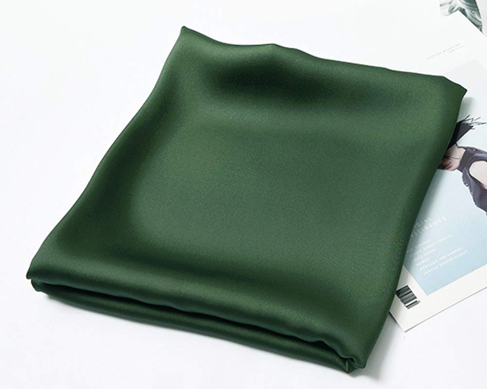 Persmileful Women's Fashion Soft Large Satin Square Chiffon Polyester Scarf Set Head Neck Multiuse Solid Colors Available (Dark green)