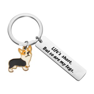 ensianth funny corgi keychain life’s short but so are my legs keychain dogs lover gifts inspirational gift (corgi keychain 2)